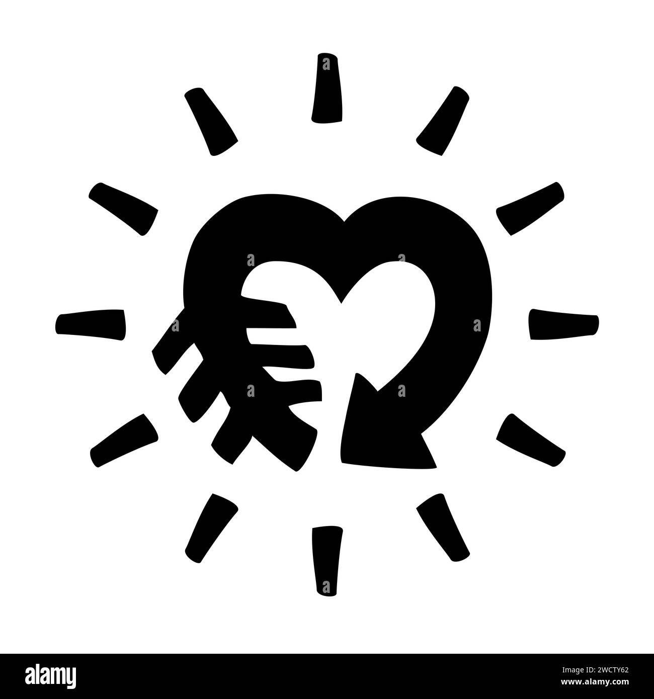 Heart hand drawn with line. Vector illustration isolated on white ...