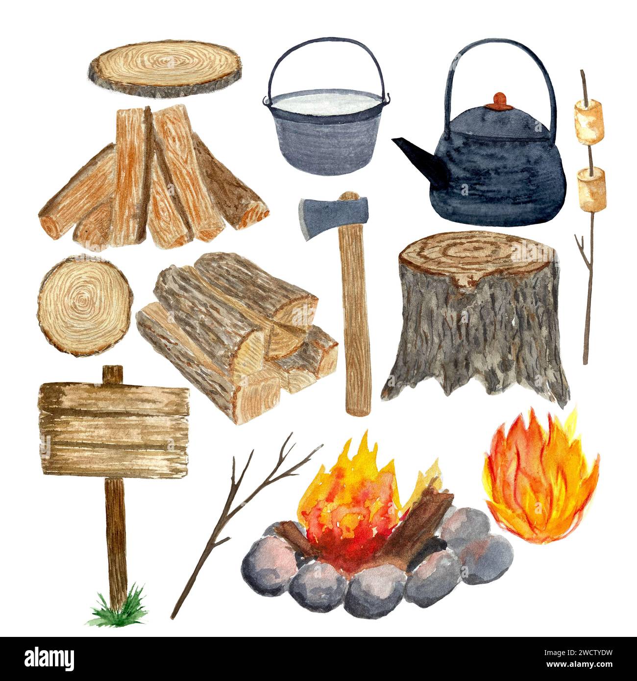 Bonfire flame equipment camping Cut Out Stock Images & Pictures - Alamy