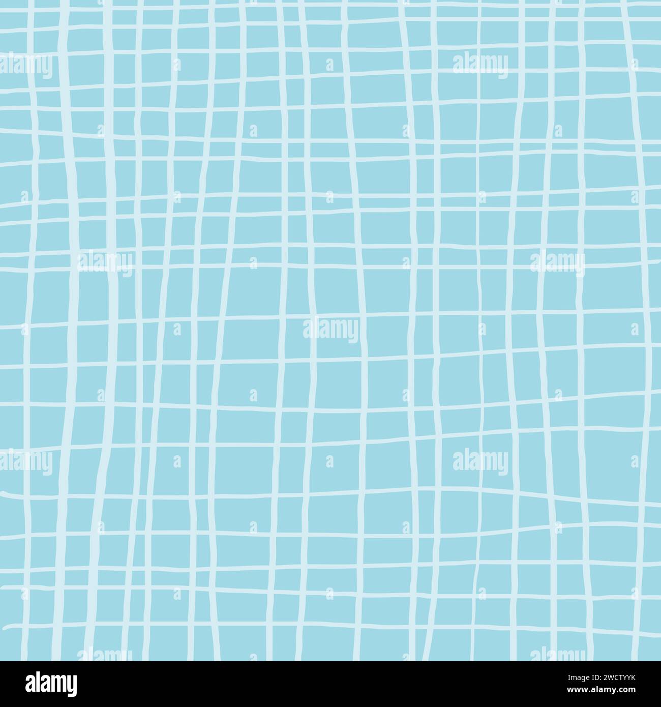 Blue crossed lines grid mesh pastel vector pattern. Hand drawn doodle ...