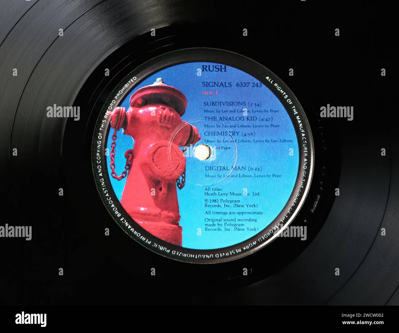 Photo close up of a centre label on an original 1982 pressing of long ...