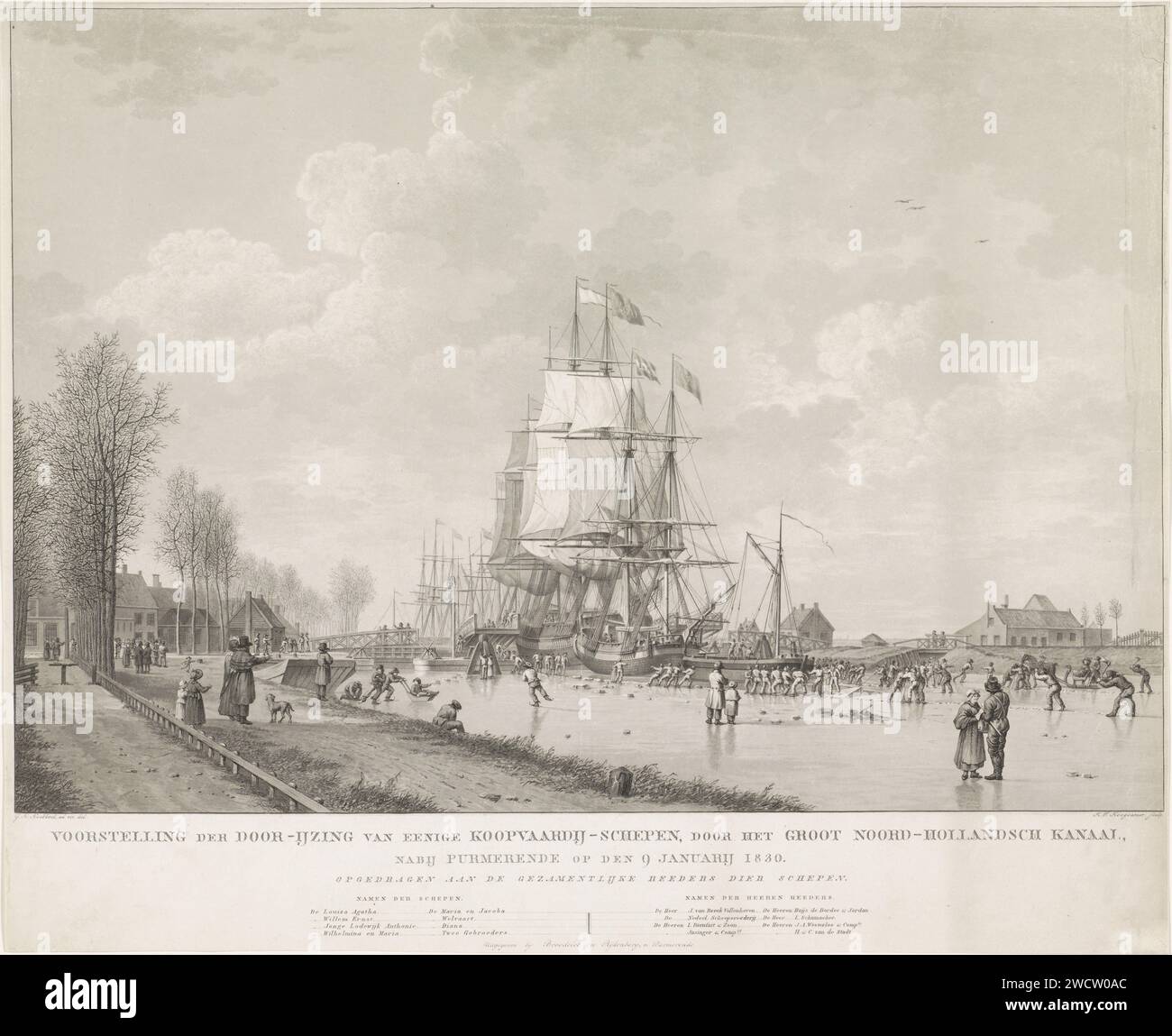 Freeing some ships from the ice of the Noordhollands Kanaal, 1830 ...