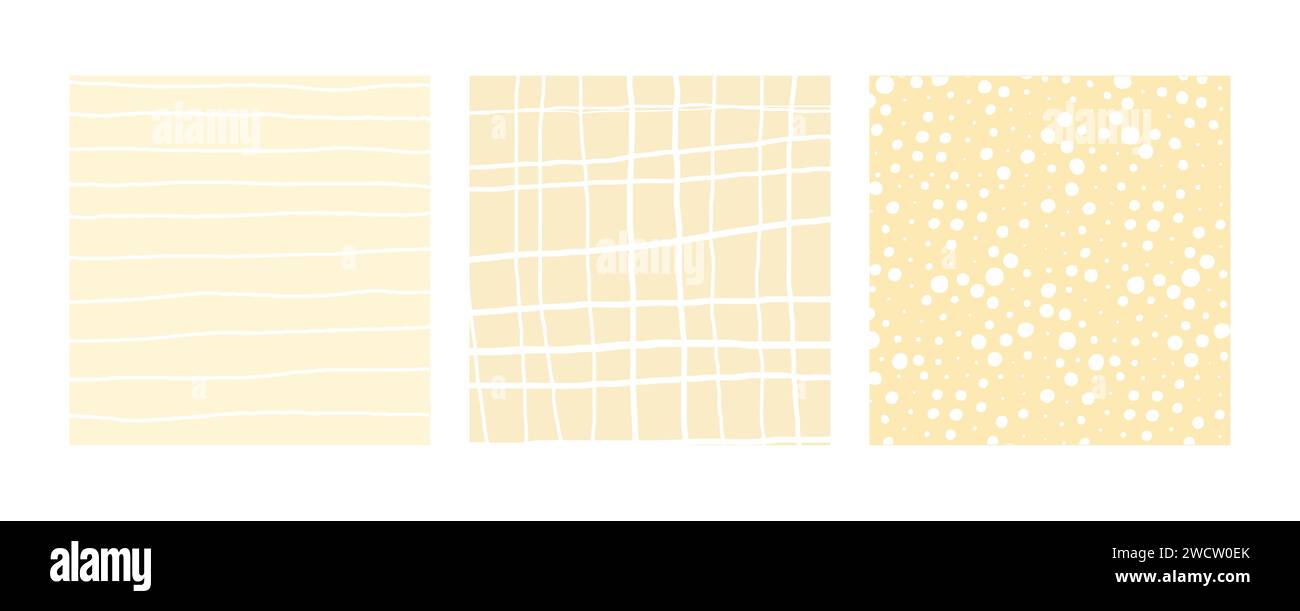 Simple Geometric Hand Drawn Irregular Patterns. Pale yellow Doodle ...