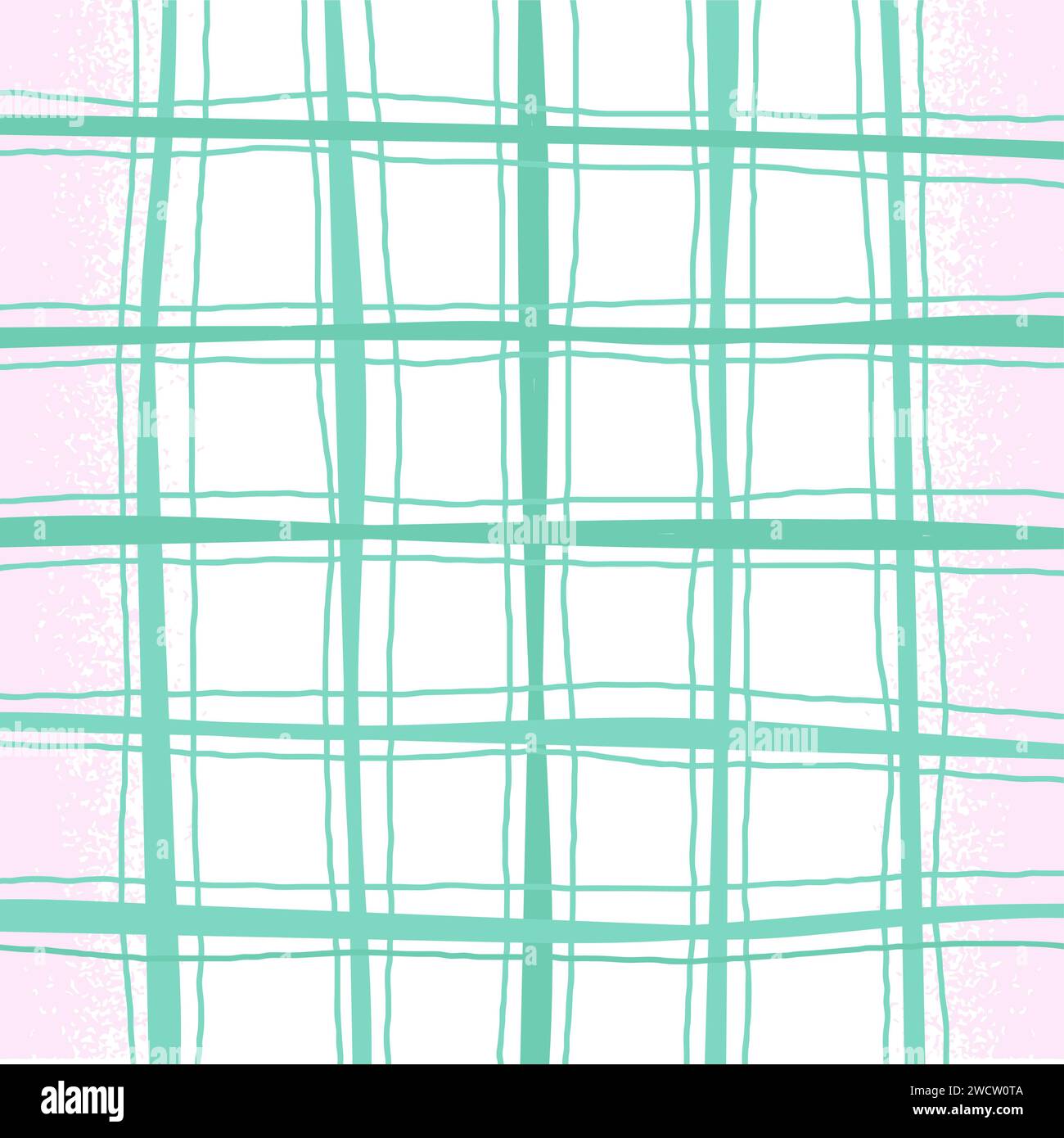 Hand drawn cute squiggle grid. doodle green, white, lilac, purple ...