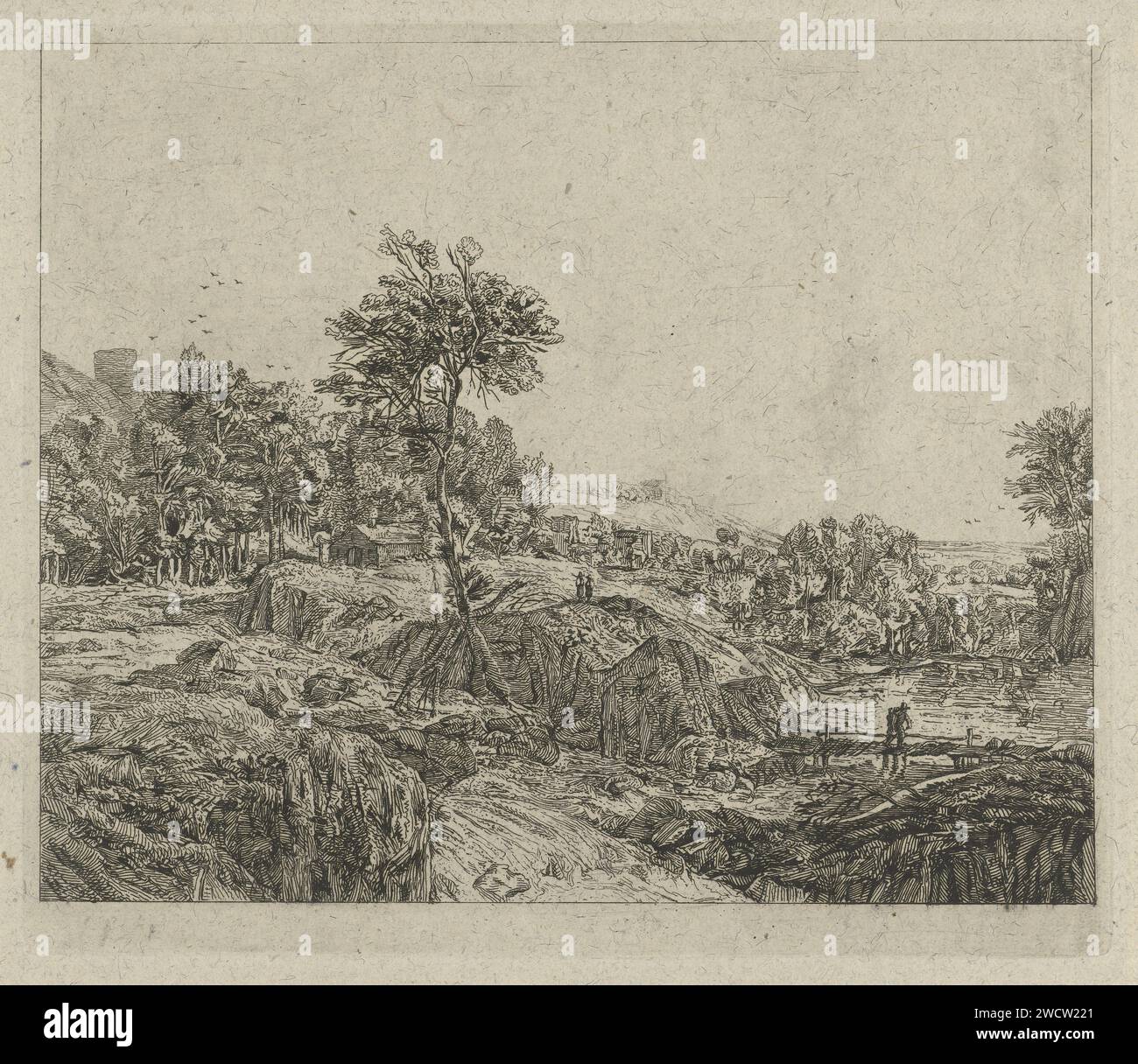 Rocky Landscape, Johannes Pieter de Frey, After Rembrandt van Rijn ...