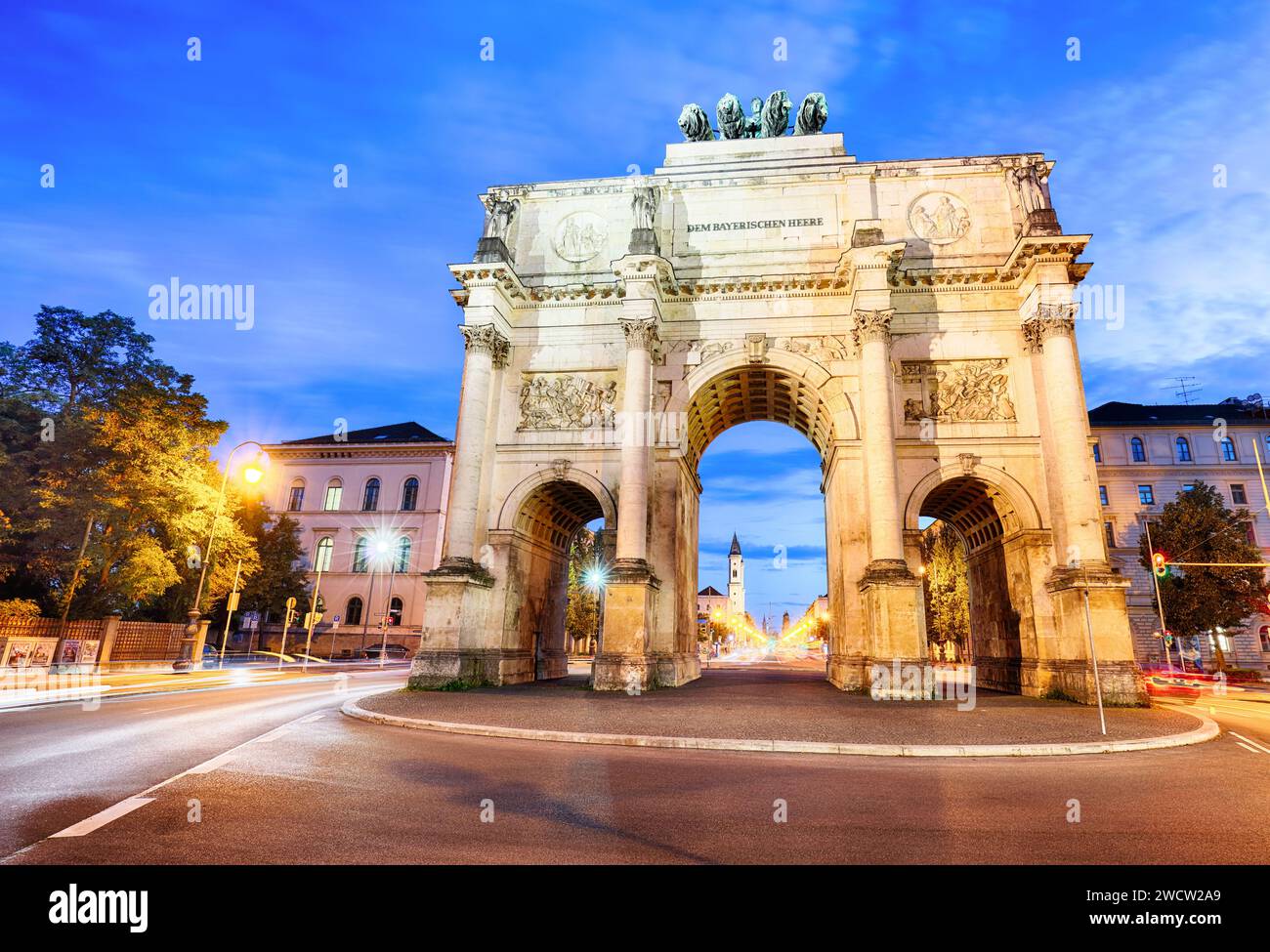 Siegestor (Victory Gate) triumphal arch in downtown Munich, Germany ...
