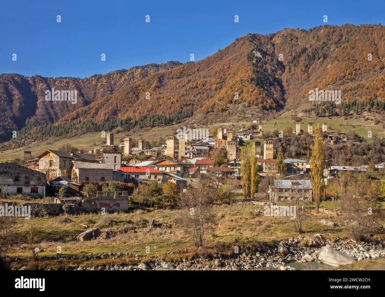View of Mestia. Samegrelo-Zemo. Svaneti. Georgia Stock Photo - Alamy