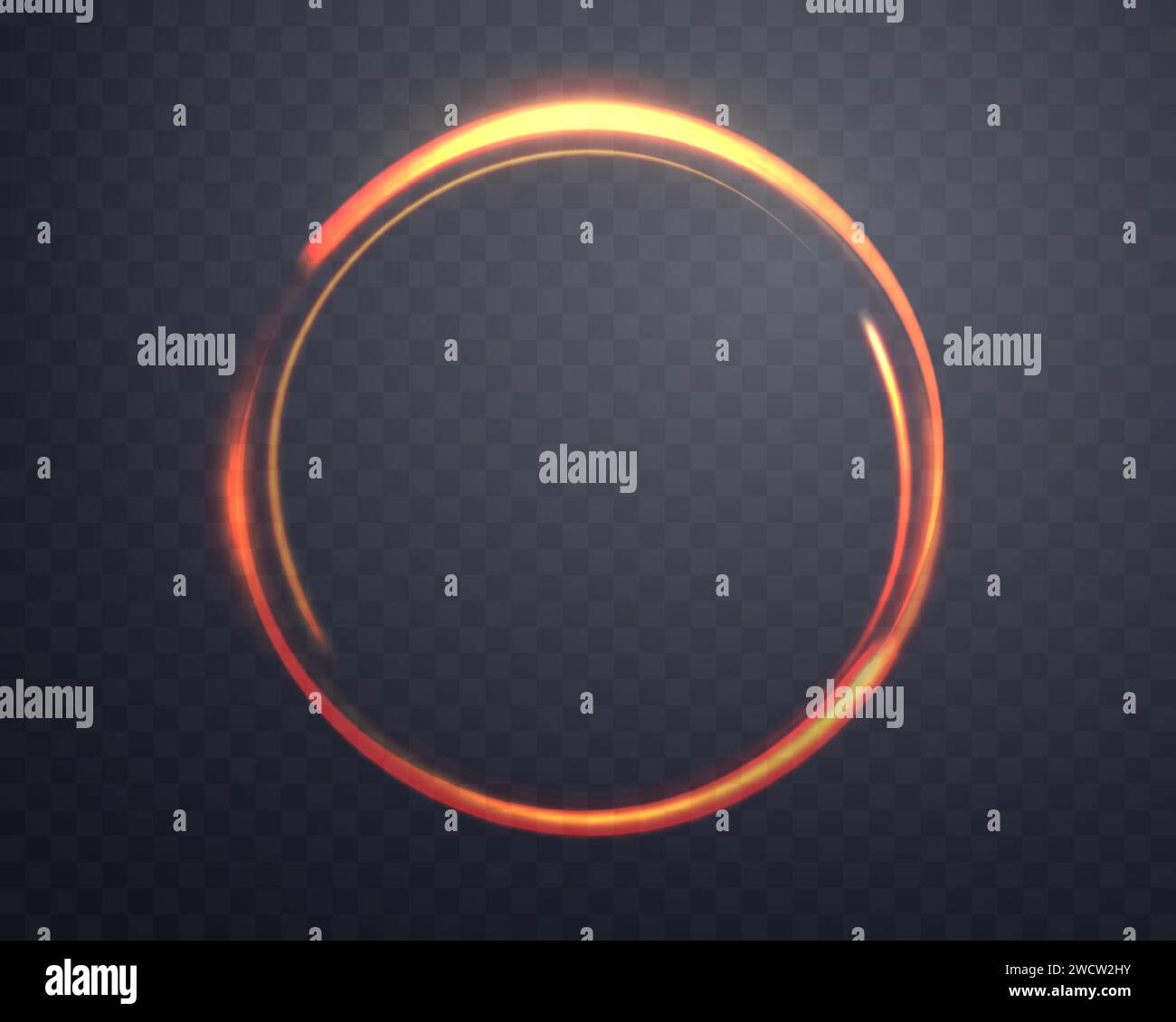 Orange magic ring with glowing. Neon realistic energy flare halo ring ...