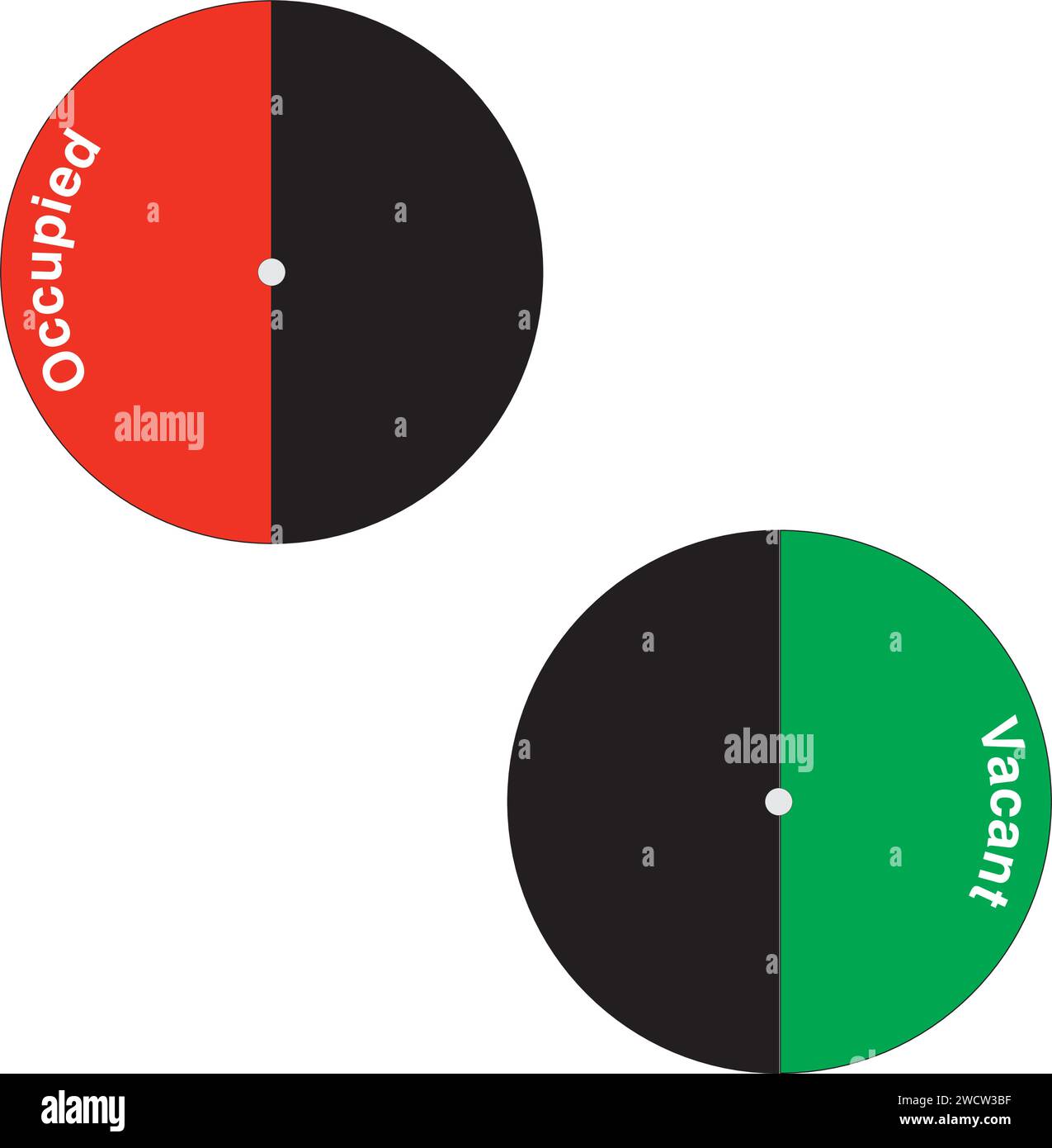 Red and green vacant or occupied round slider sign on white background ... Red and green vacant or occupied round slider sign on white background ...