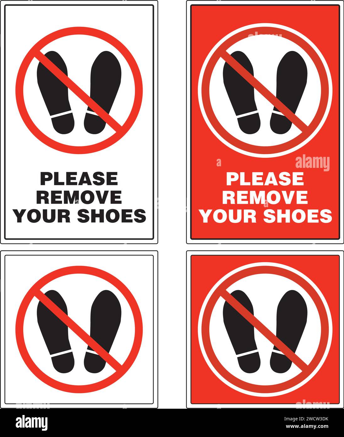 Red and white please remove your shoes banner on a white background ...