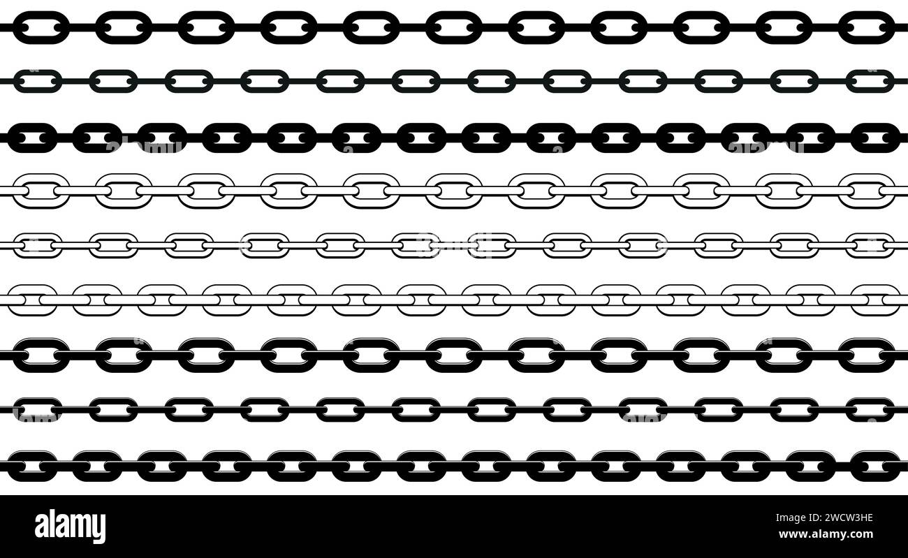 chain - set of chains shape silhouette pattern, seamless repeatable ...