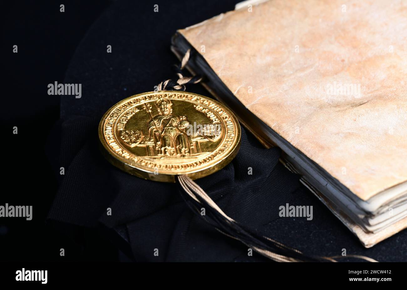 Stuttgart, Germany. 17th Jan, 2024. The Golden Bull of 1356, which is ...