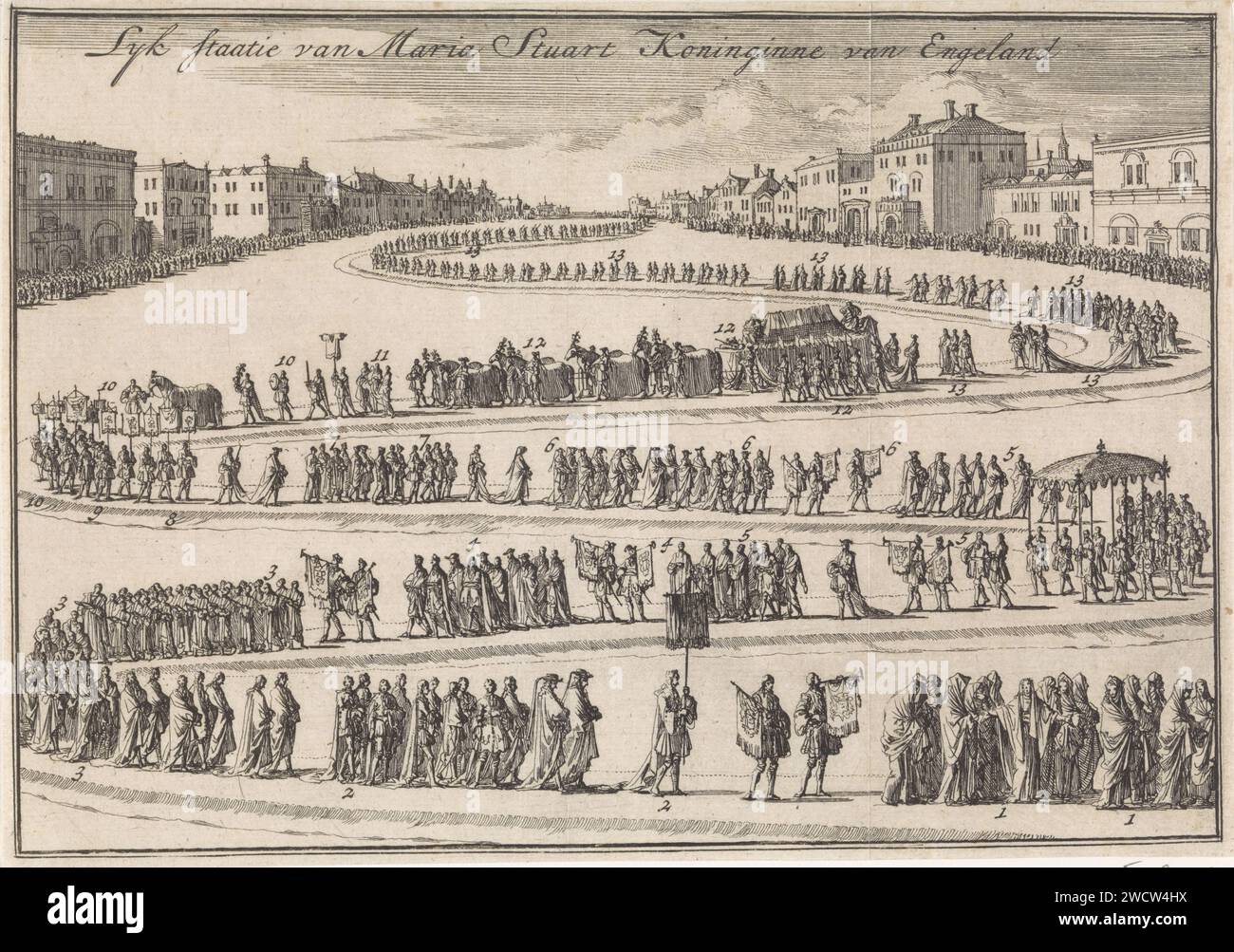 Corpse of Queen Maria II Stuart, 1695, Jan Luyken, 1703 print Amsterdam ...