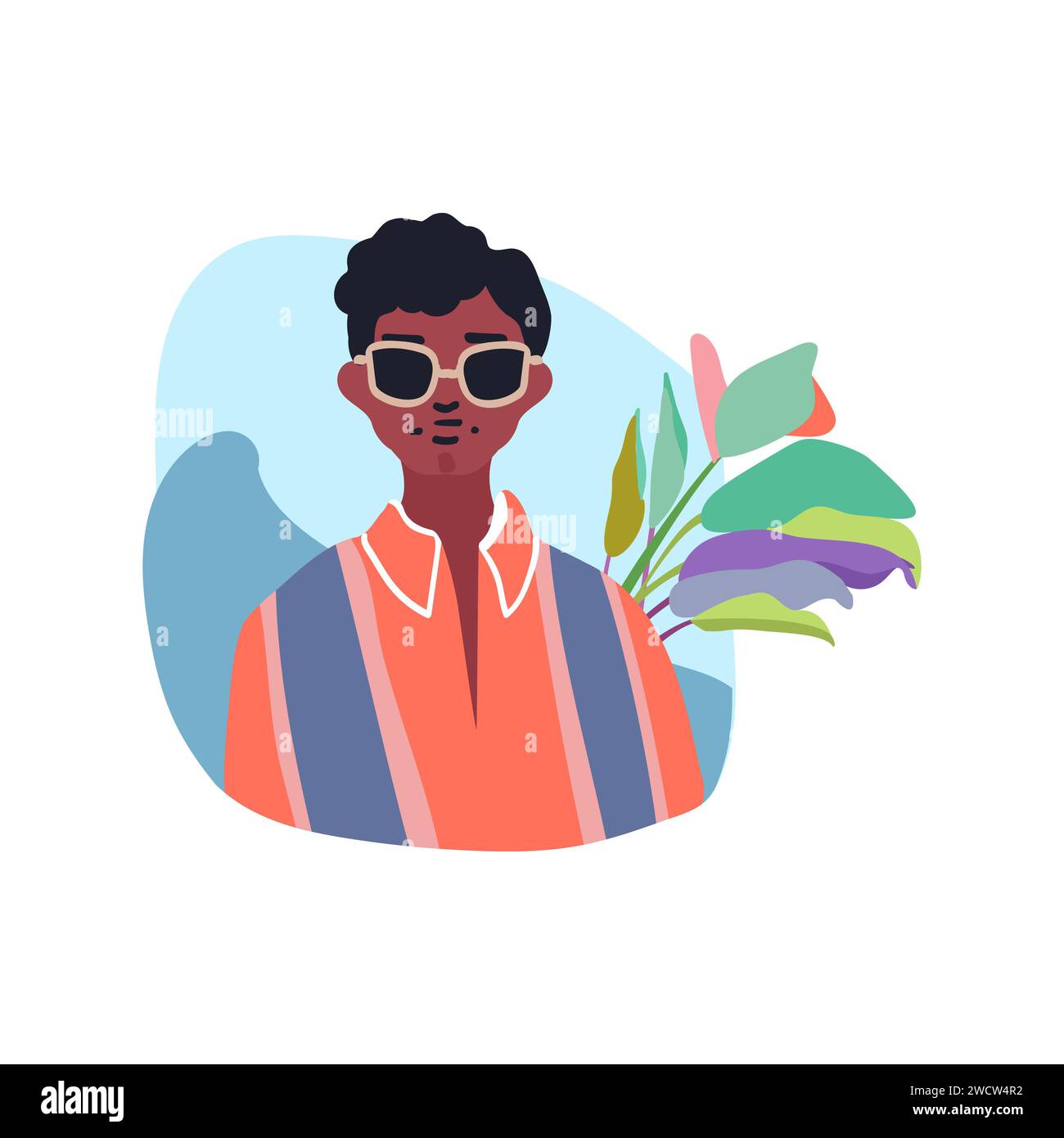 Round avatar realistic afro man with glasses in traditional clothes ...