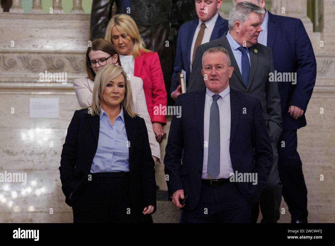 Sinn Fein Vice President Michele O'Neill MLA with party colleagues in ...