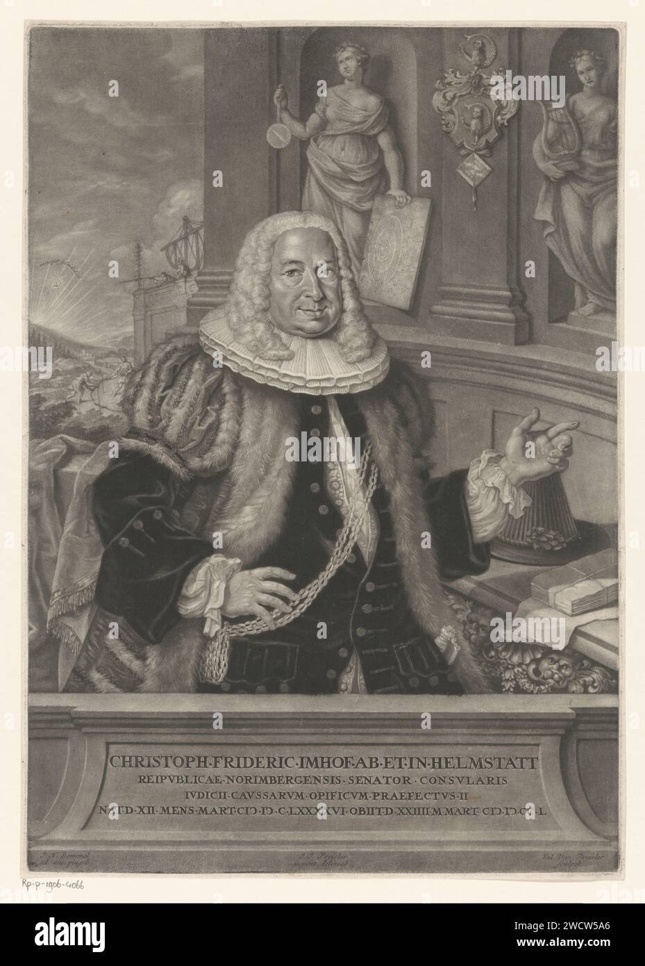 PortraT van Christoph Friedrich Imhof, Valentin Daniel Preissler, after ...