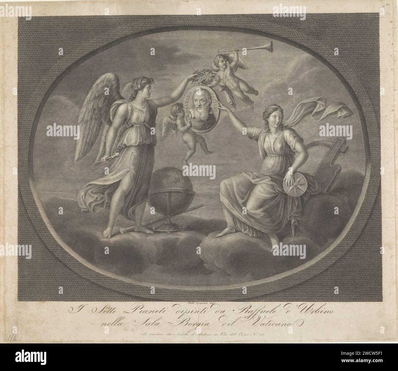 Allegory on Galileo Galilei, Carlo Lasinio, After Rafaël, 1769 - 1838 ...