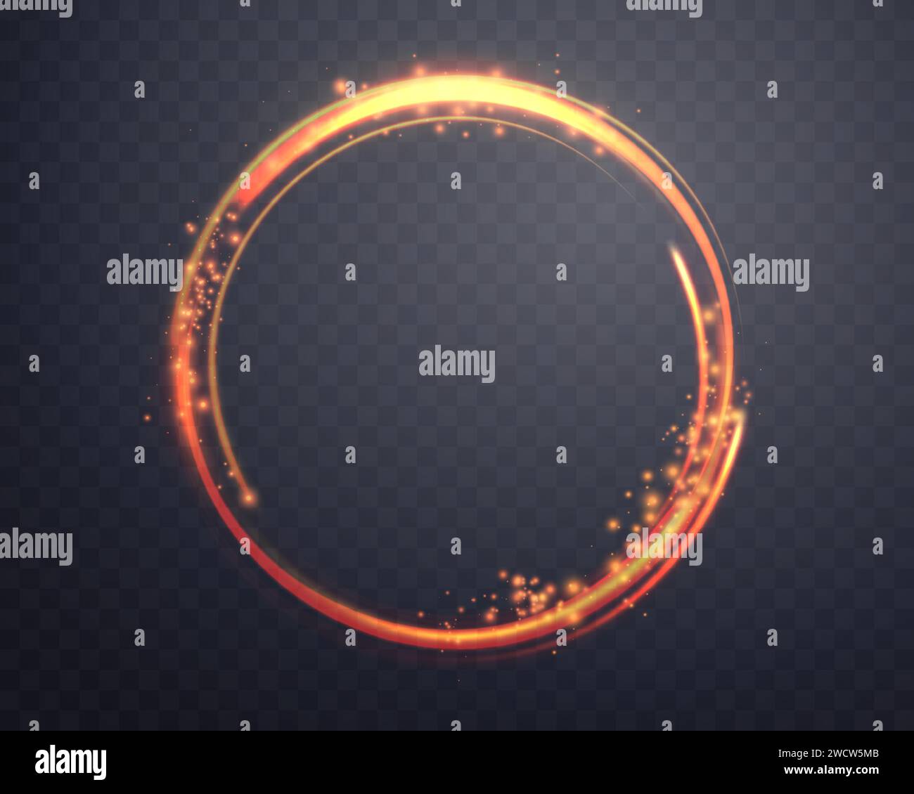 Orange magic ring with glowing particles. Neon realistic energy flare ...