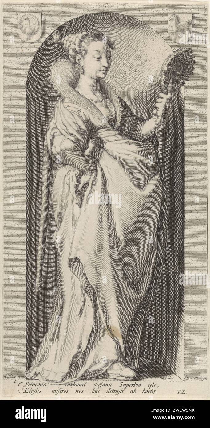 Hoogmoed (Superbia), Jacob Matham, after Hendrick Goltzius, 1601 - 1652 ...