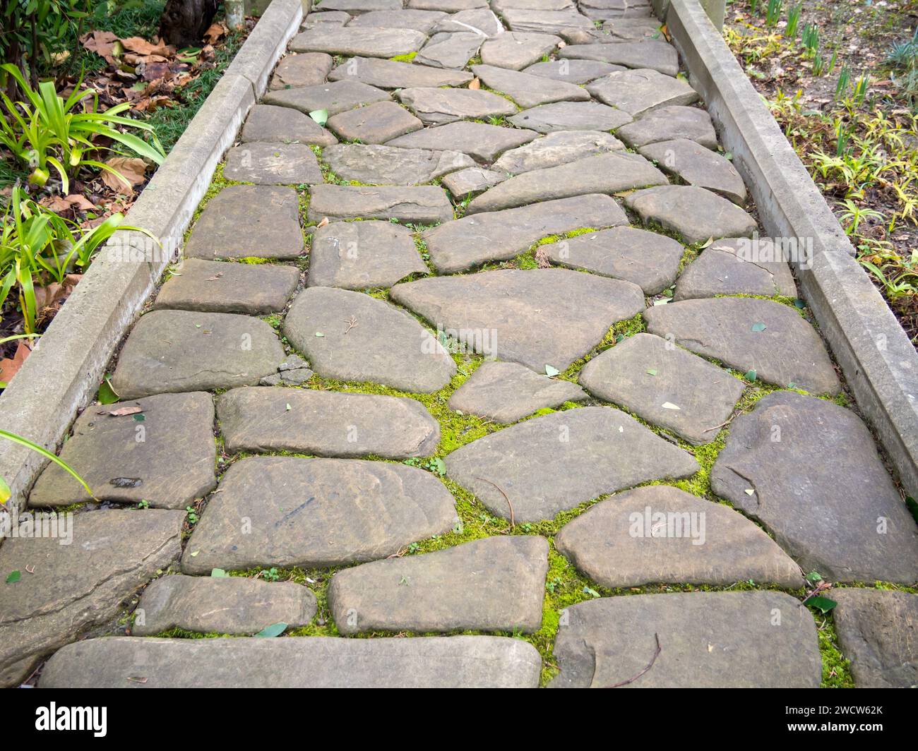 Park path made of natural stone Stock Photo - Alamy