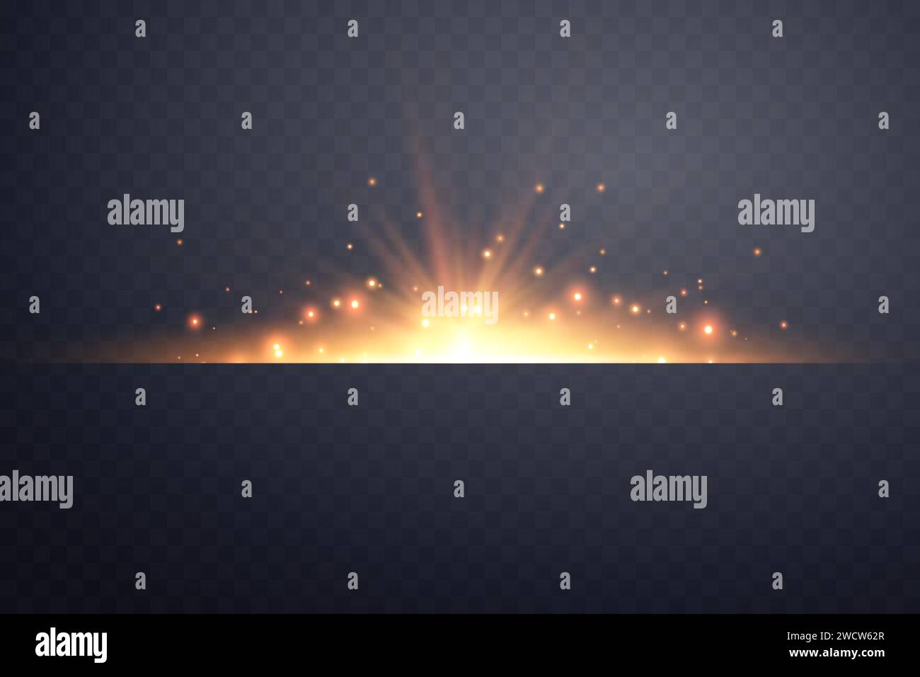 Orange horizontal lensflare. Light flash with rays or spotlight and ...