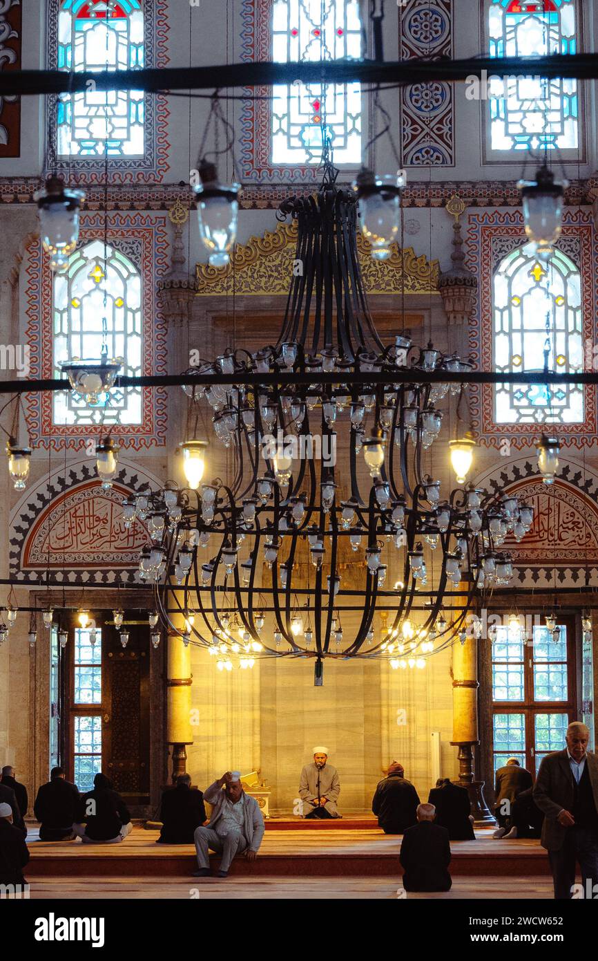 Men and imam praying in The Şehzade Mosque (16th-century Ottoman Empire ...