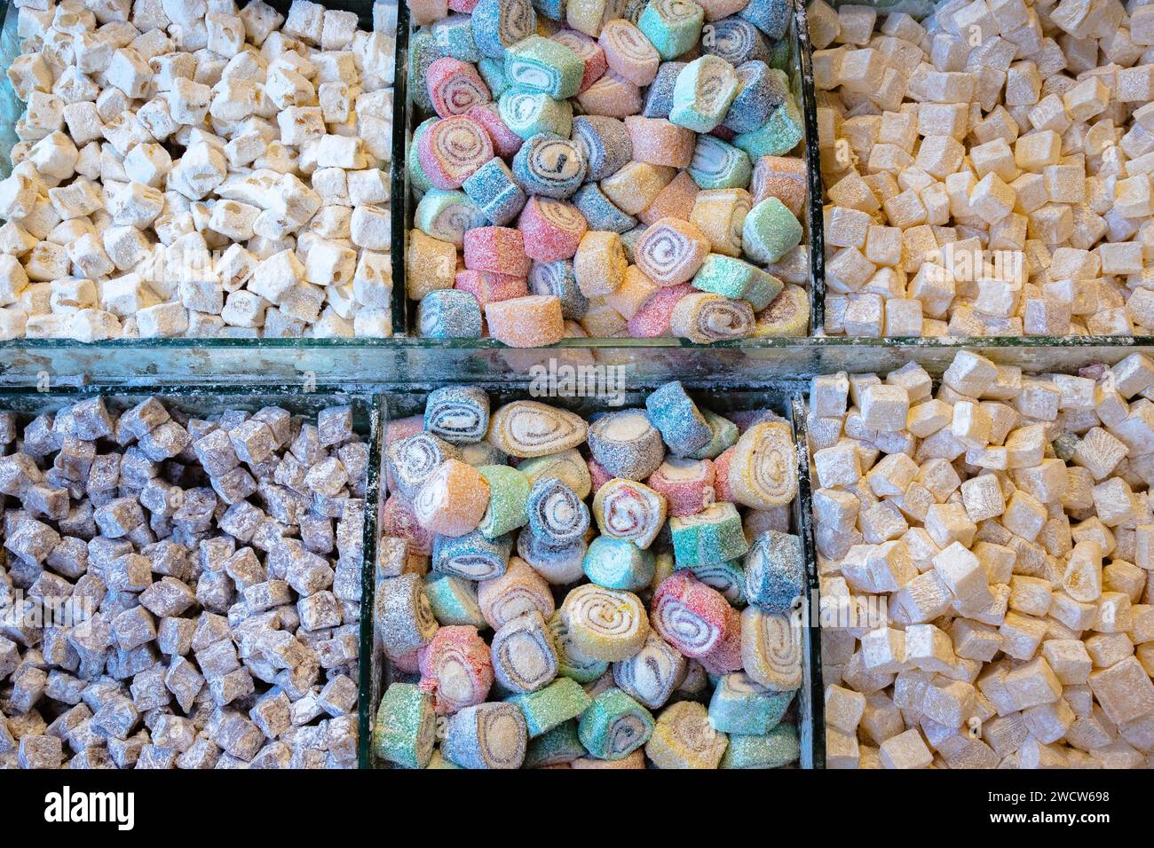 Assortment of Turkish delights (lokum and rahat lokum), traditional ...