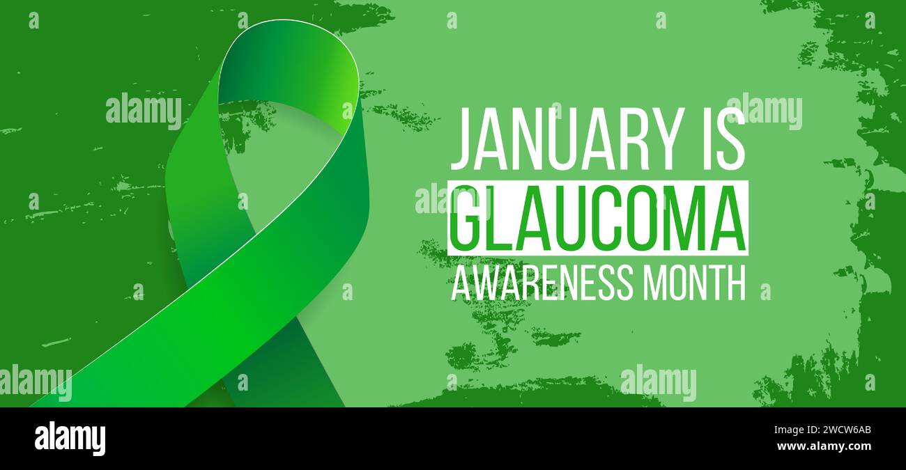 Glaucoma Awareness Month concept. Banner with green ribbon awareness ...