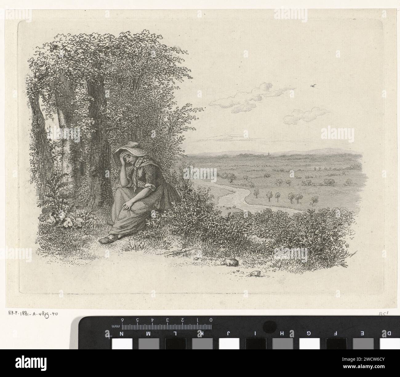 Sitting woman in a landscape, Jacob Ernst Marcus, 1814 print A sitting ...