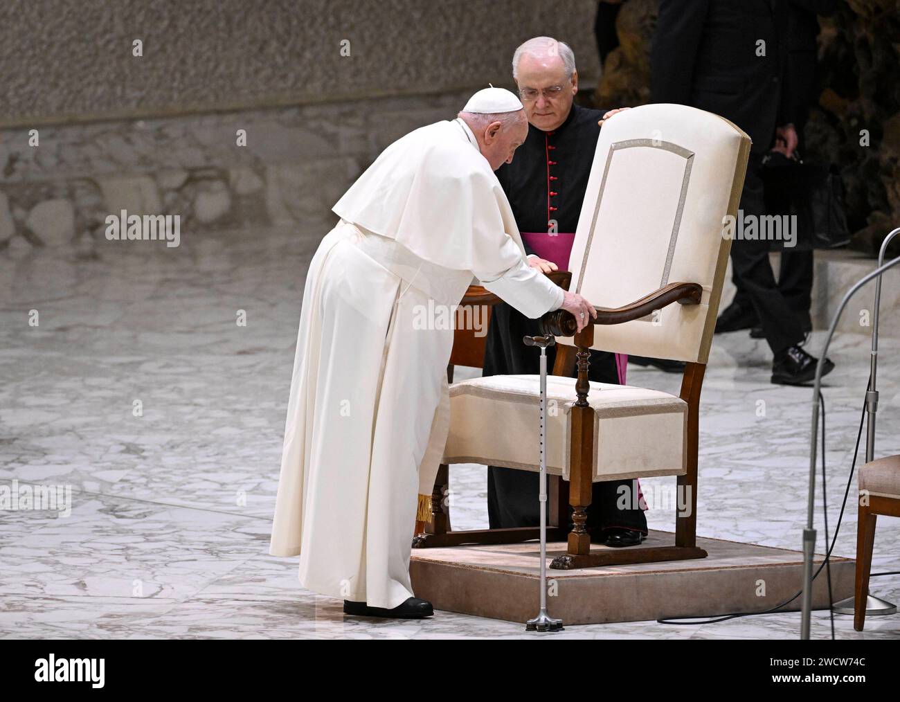 Rom, Vatikan 17.01.2024 Papst Franziskus I. bei der Generalaudienz in ...