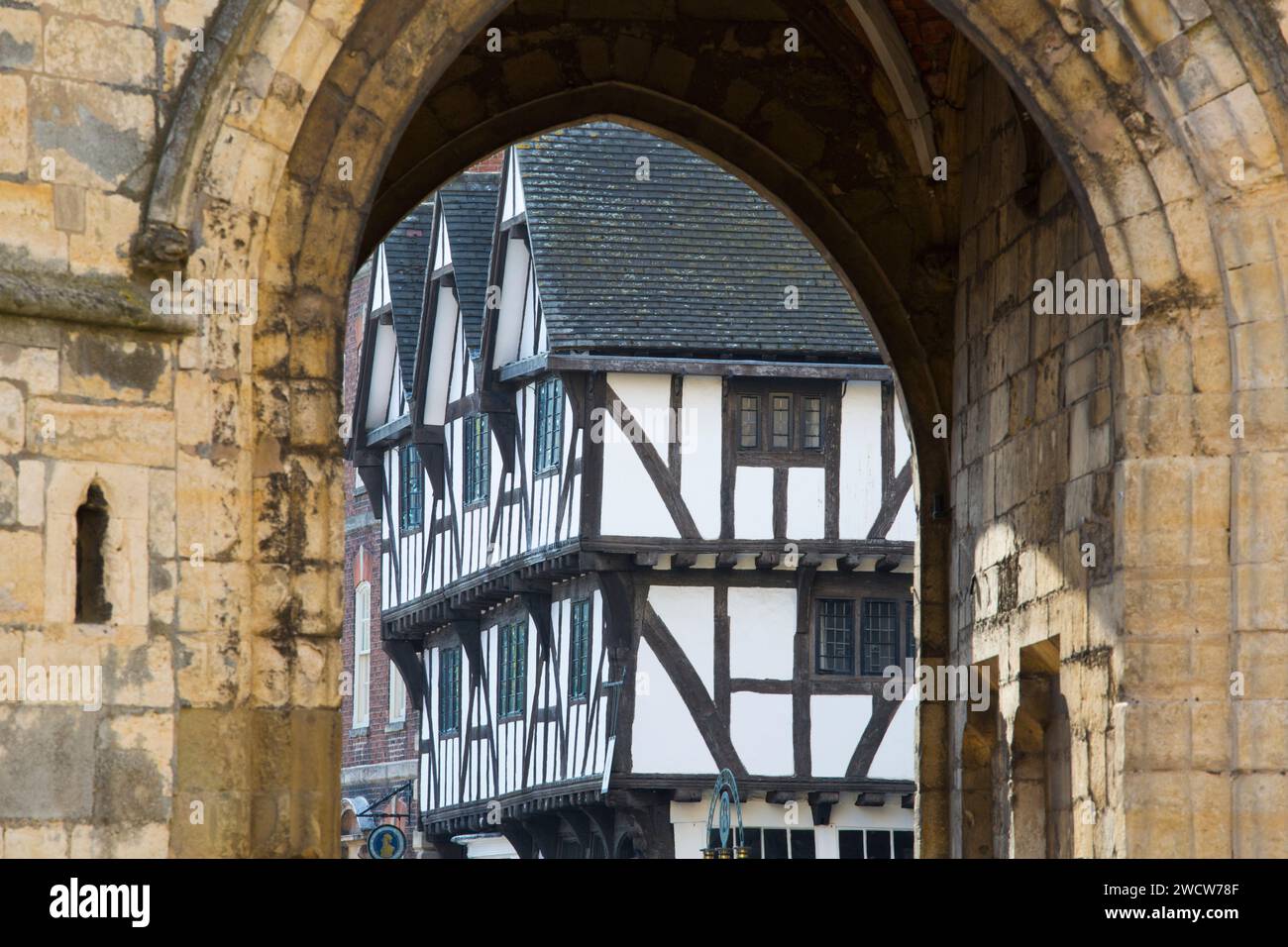 Lincoln, Lincolnshire, England. View through 14th century Exchequer ...
