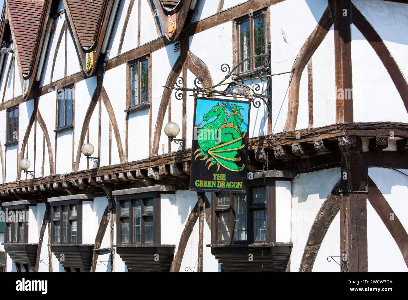 Lincoln, Lincolnshire, England. Half-timbered façade of the Green ...