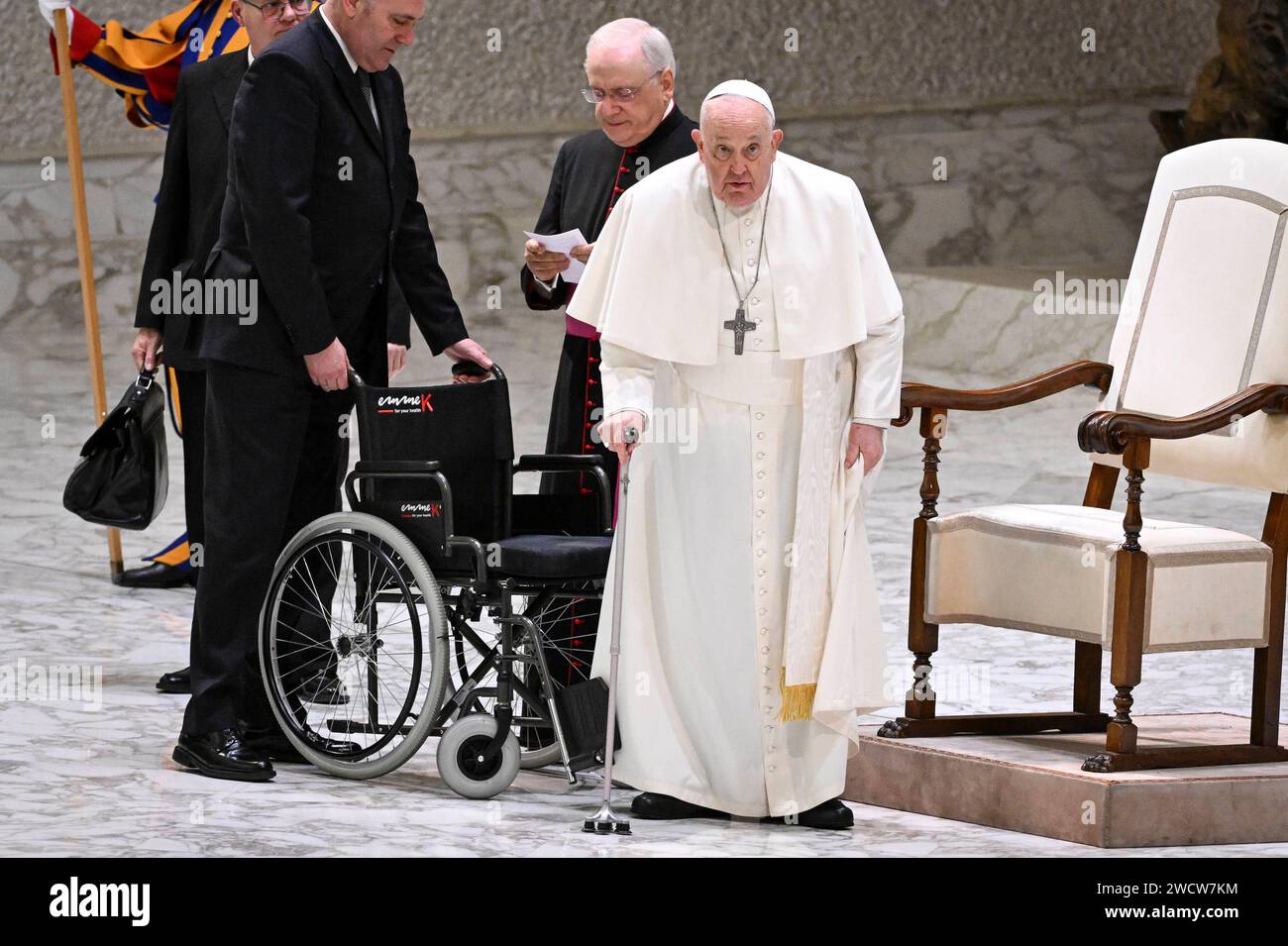 Rom, Vatikan 17.01.2024 Papst Franziskus I. bei der Generalaudienz in ...