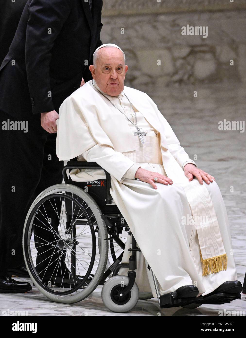 Rom, Vatikan 17.01.2024 Papst Franziskus I. bei der Generalaudienz in ...