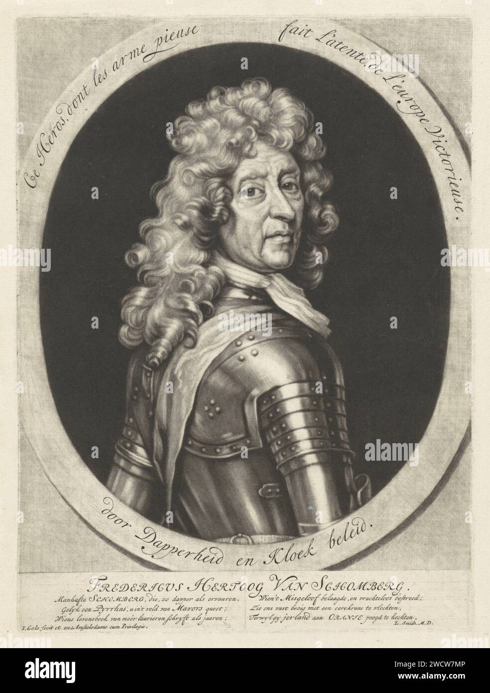 Portrait of Friedrich Arnaud Hertog van Schomberg, Jacob Gole, after ...