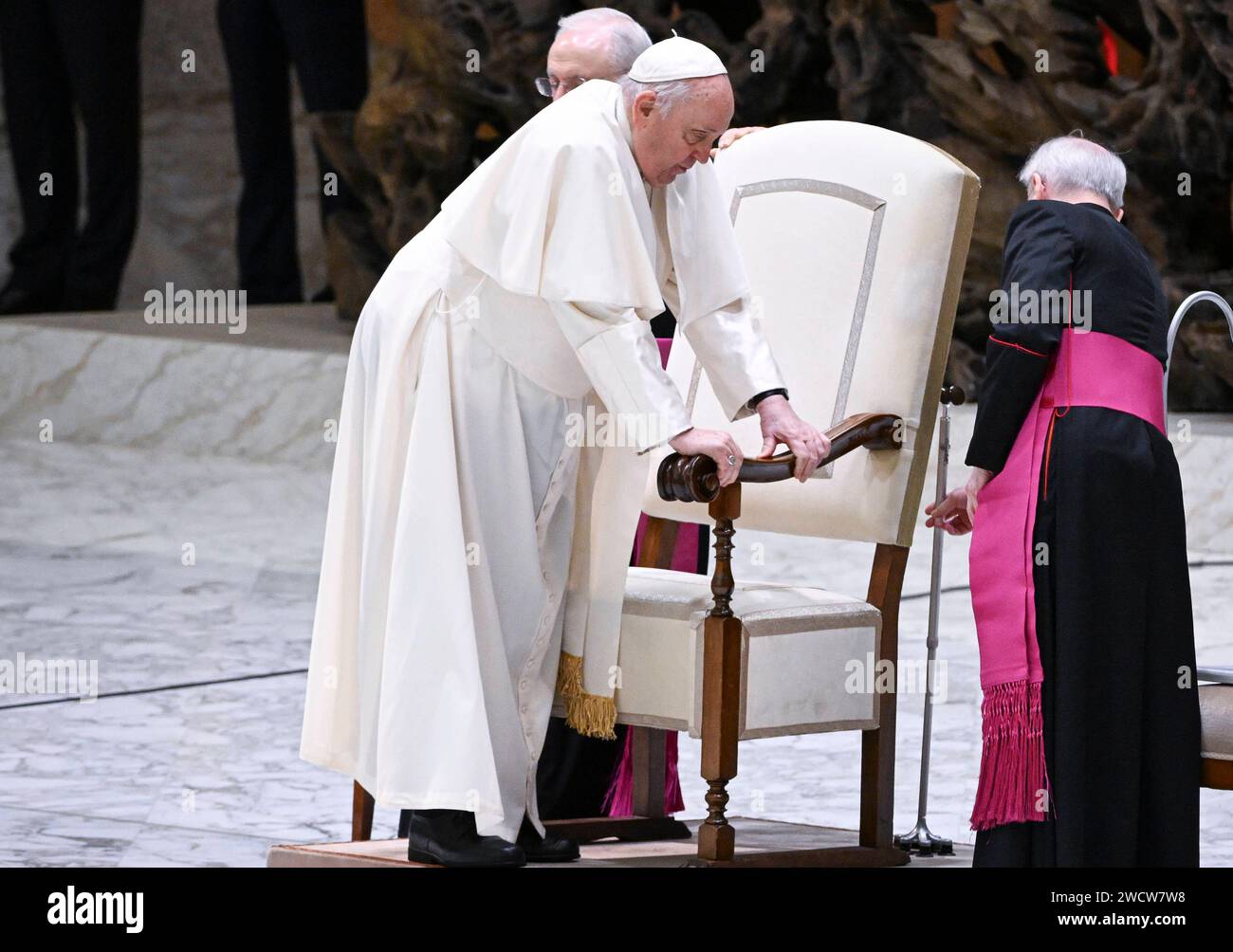 Rom, Vatikan 03.01.2024 Papst Franziskus I. bei der Generalaudienz in ...