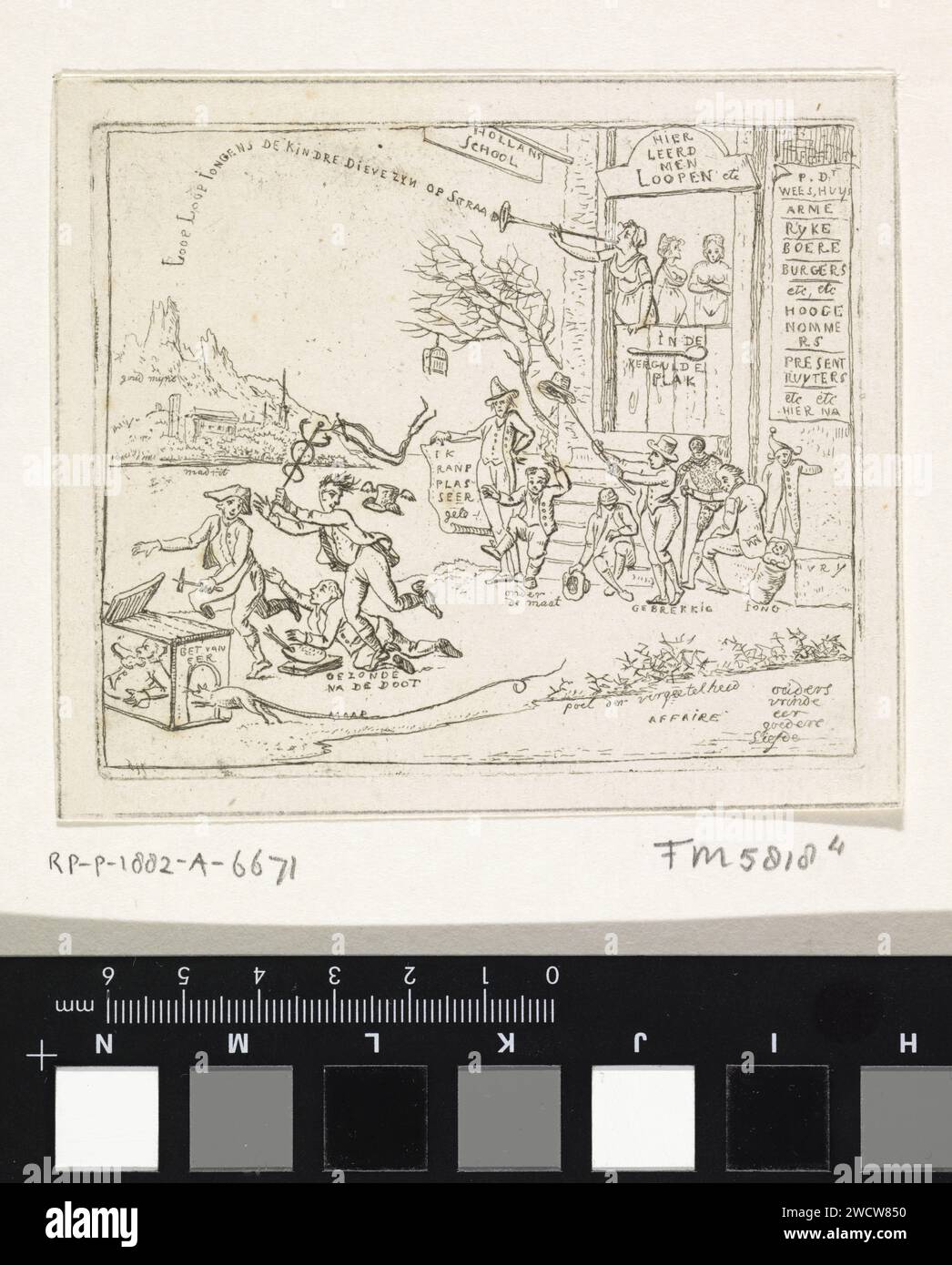 House with signal 'Hollands School', Hermanus Fock, 1812 - 1813 print ...