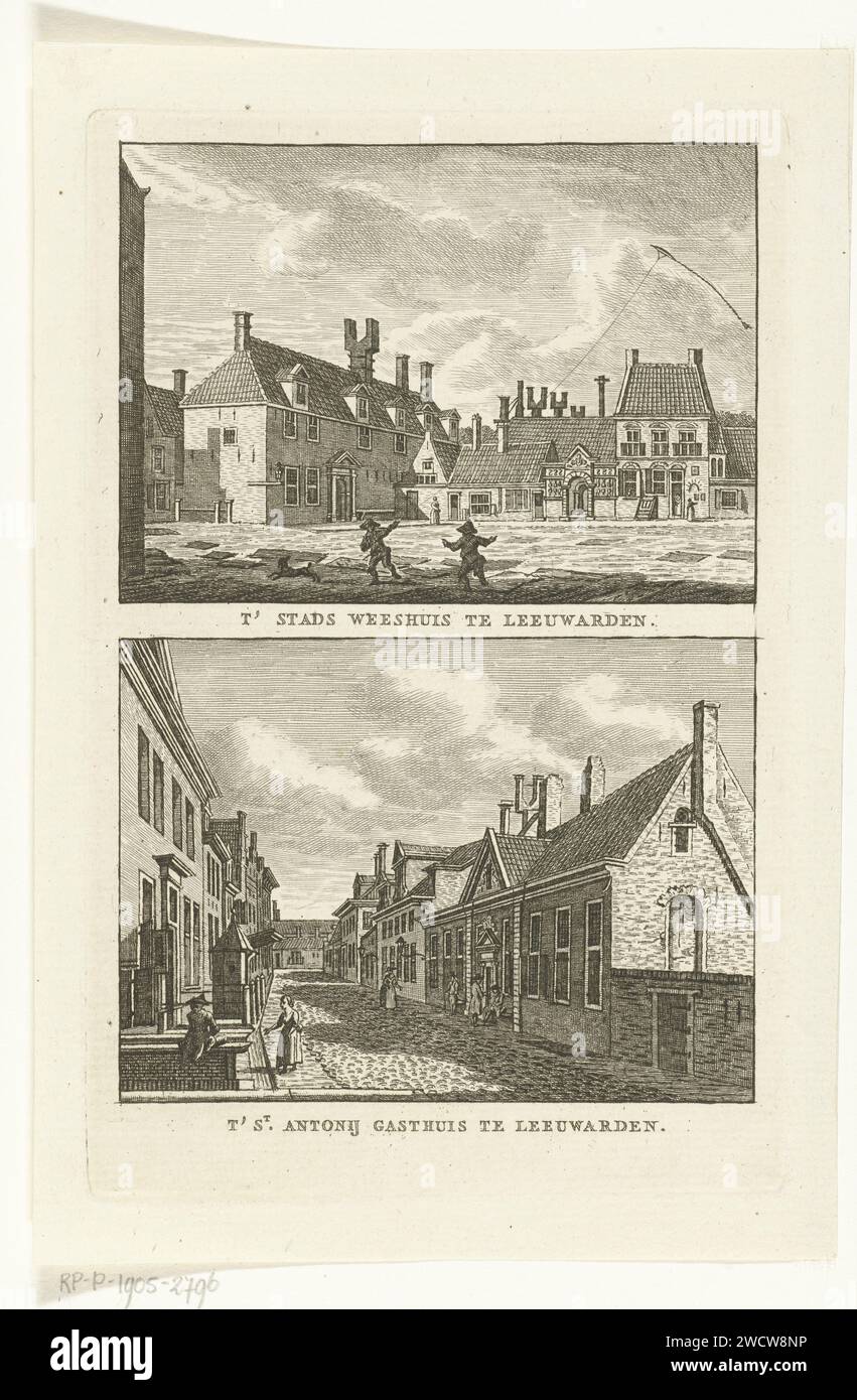 Two cityscapes: New city orphanage in Leeuwarden and Sint Antony ...