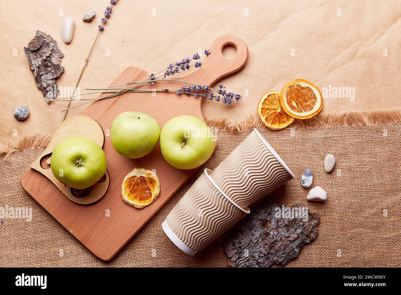 Natural, eco-friendly, plastic free, zero waste background. Wooden ...