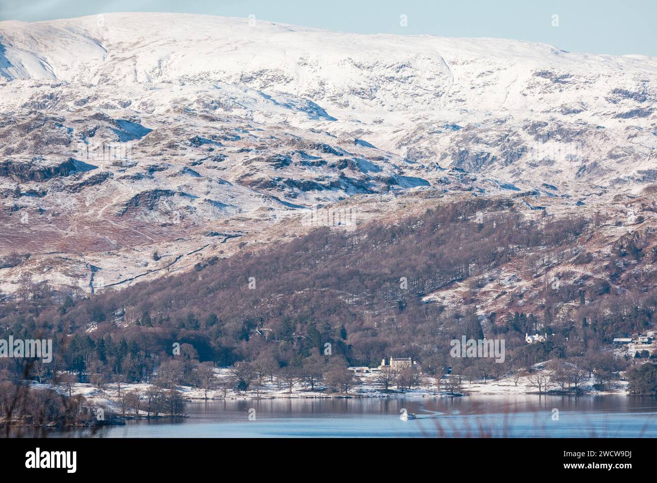 Cumbria, UK. 17th Jan, 2024. UK Weather. Clear blue sky freezing snow ...