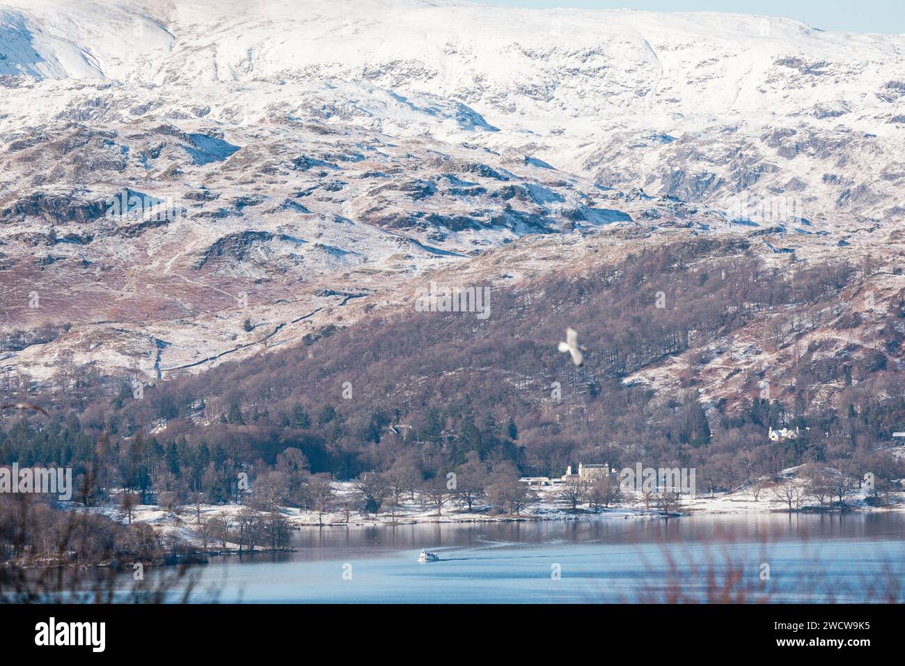 Cumbria, UK. 17th Jan, 2024. UK Weather. Clear blue sky freezing snow ...