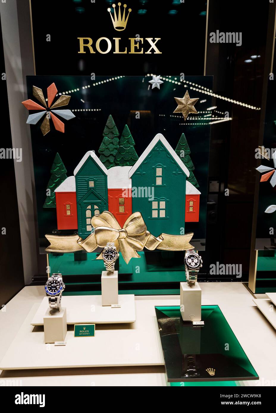 Paris, France, January 17, 2024 - Rolex shop display window. Luxury and ...