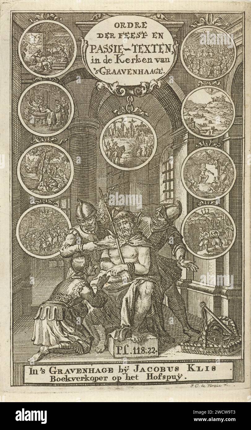 Mocking of Christ, Paulus Constantijn La Fargue, 1781 print Christ with thorn crown and tied ...