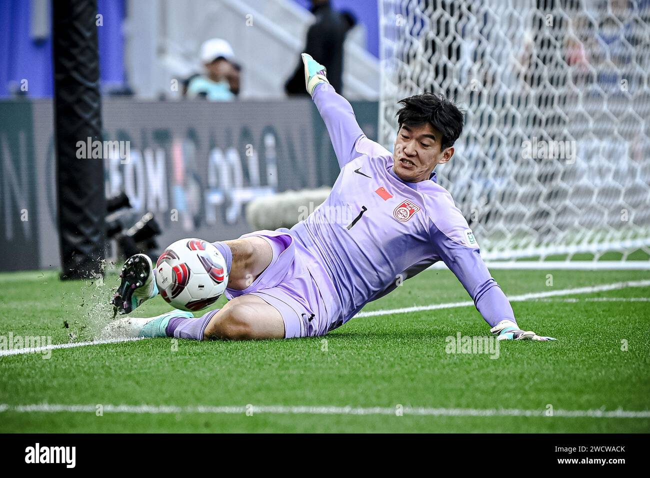Doha, Qatar. 17th Jan, 2024. Yan Junling, goalkeeper of China, competes ...