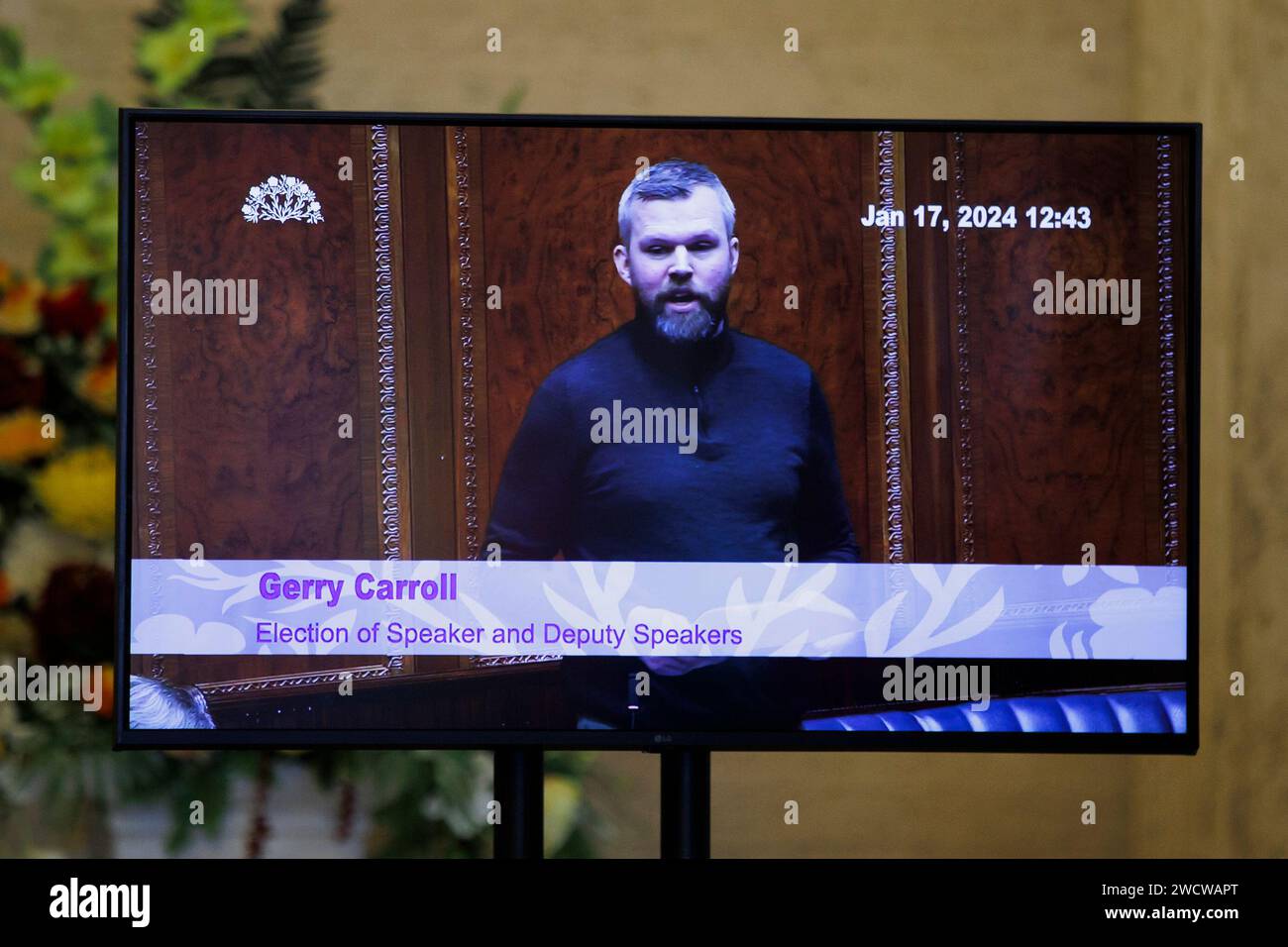 People Before Profit (PBP) MLA Gerry Carroll speaking in the Northern ...