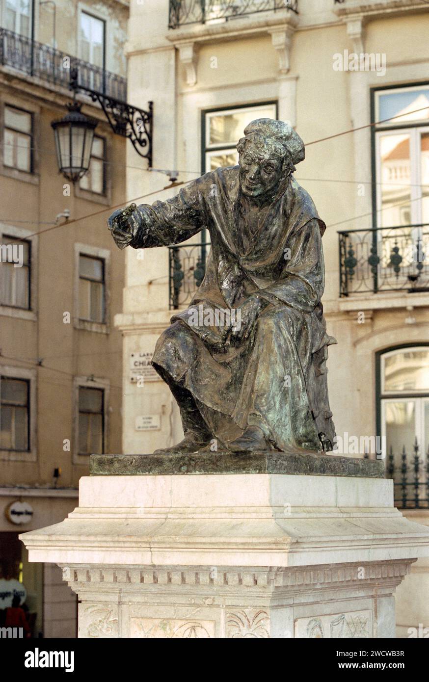 Portugal, Lisbon, Chiado Square, António Ribeiro Statue Stock Photo - Alamy