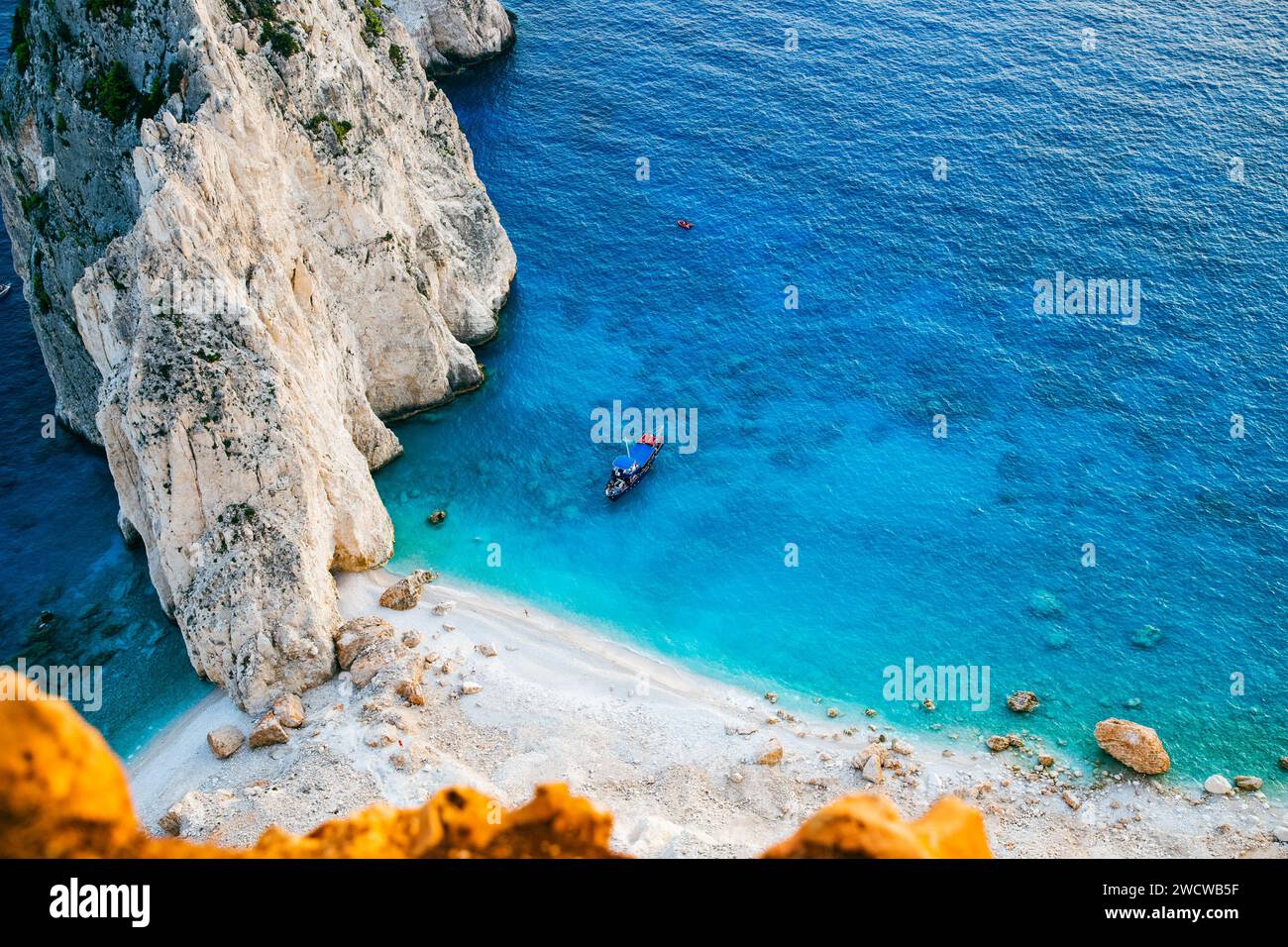 viewpoint of Keri and the famous Mizithres rocks with turquoise sea at ...