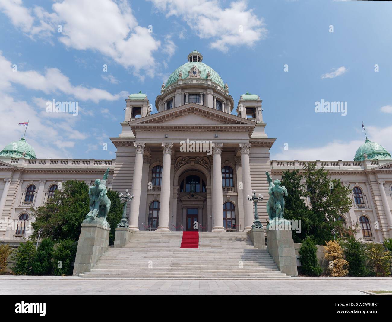 Exterior, entrance and red carpet at House of the National Assembley ...