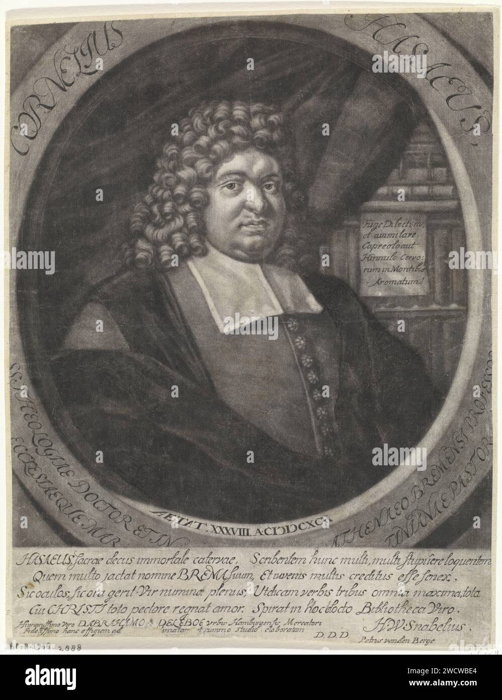 Portrait of Cornelius Hasaeus, Pieter van den Berge, 1692 print ...