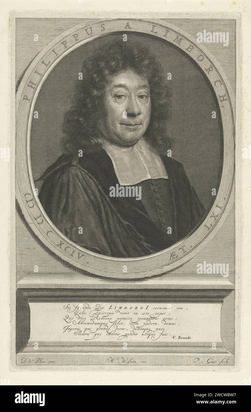 Portrait of Philippus van Limborch at the age of 61, Pieter van Gunst ...