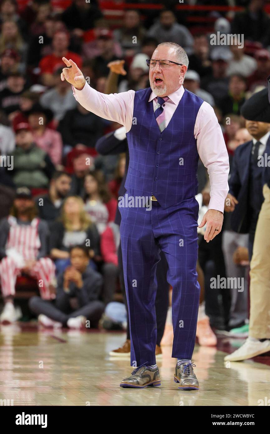 January 16, 2024: Buzz Williams Texas Aggies Head Coach motions to his ...